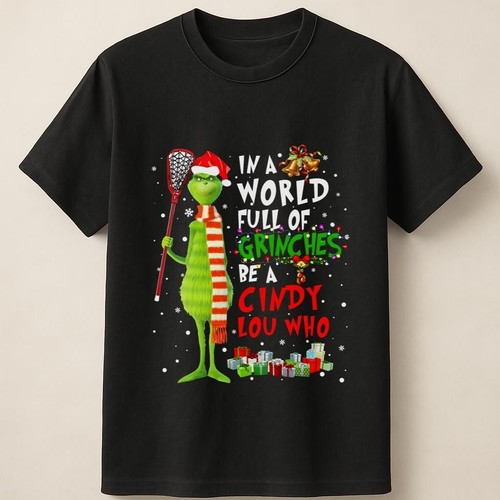 The Grinch And Cindy Lou Who Christmas Lacrosse Holiday Gift Unisex T ...