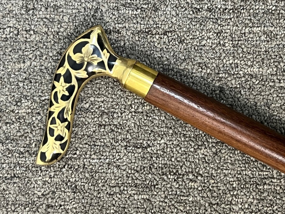 Vintage Designer Brass Handle Antique Style Victorian Cane Wooden ...