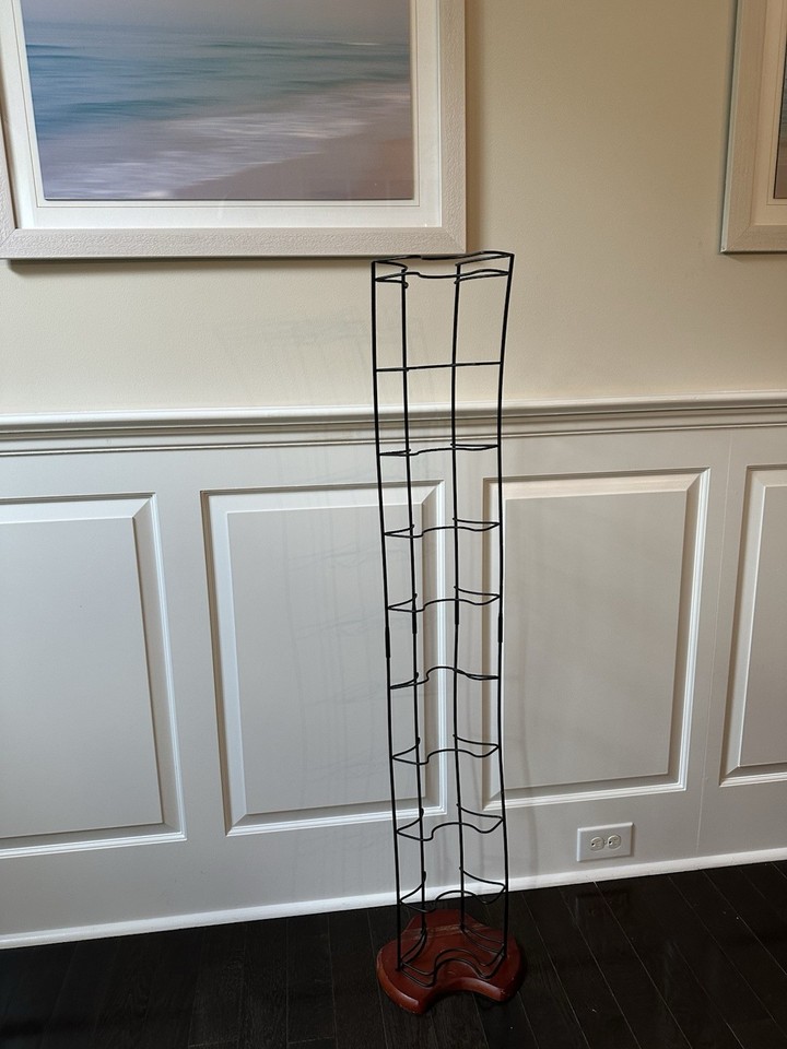 Black Metal Wave 110 CD Storage Tower 100+ CDs Wood Base Modern 90s ...