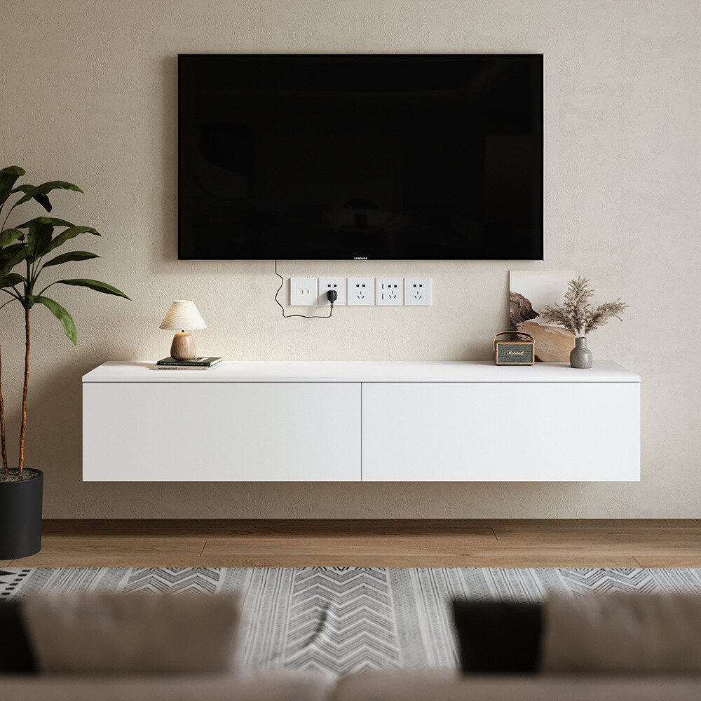 White Wall Mounted Entertainment Center Entertainment Center Floating