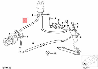 Genuine BMW 318i 318is 318ti E36 Z3 Power Steering Pressure Hose NEW ...