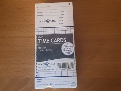 Pyramid 42415 Time Cards 6-Column 2600/2650 Time Clock 100/Pk | eBay