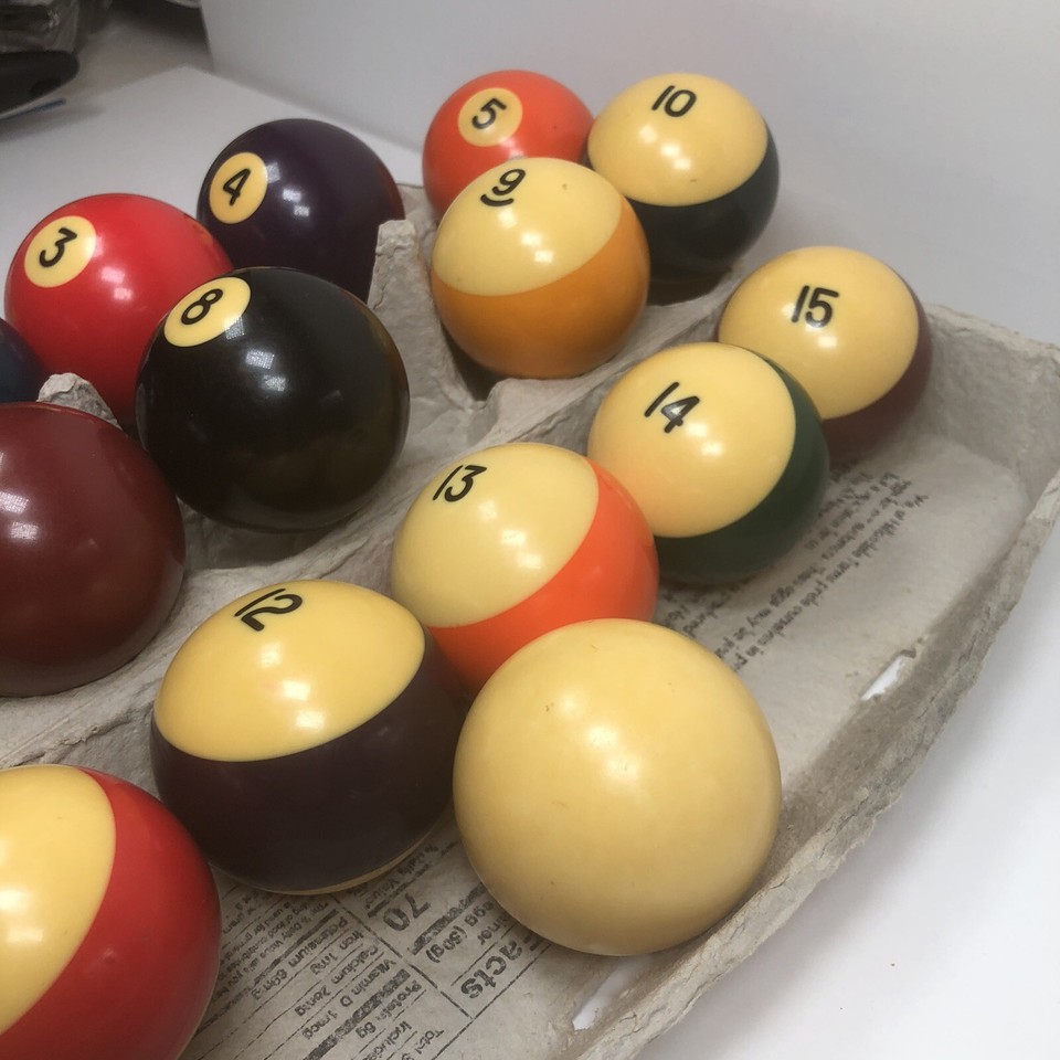 LOT Vintage Bakelite Billiard Pool Balls 2.25" Complete Set +BONUS PACK ...