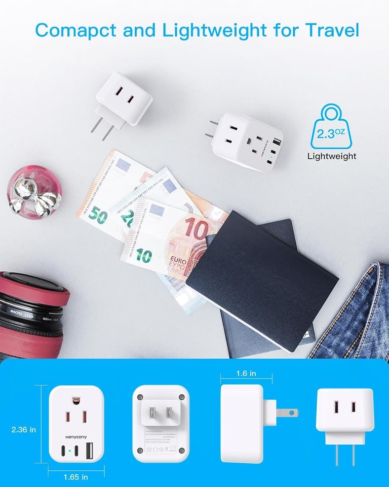 US to Japan Plug Adapter Japan Power Travel Adpter with 2 Outlet 3 USB ...