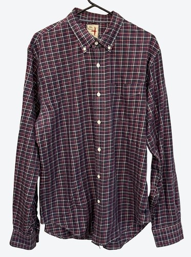 Relwen Men's XL Long Sleeve Plaid Shirt Muted Navy Red Pink White | eBay