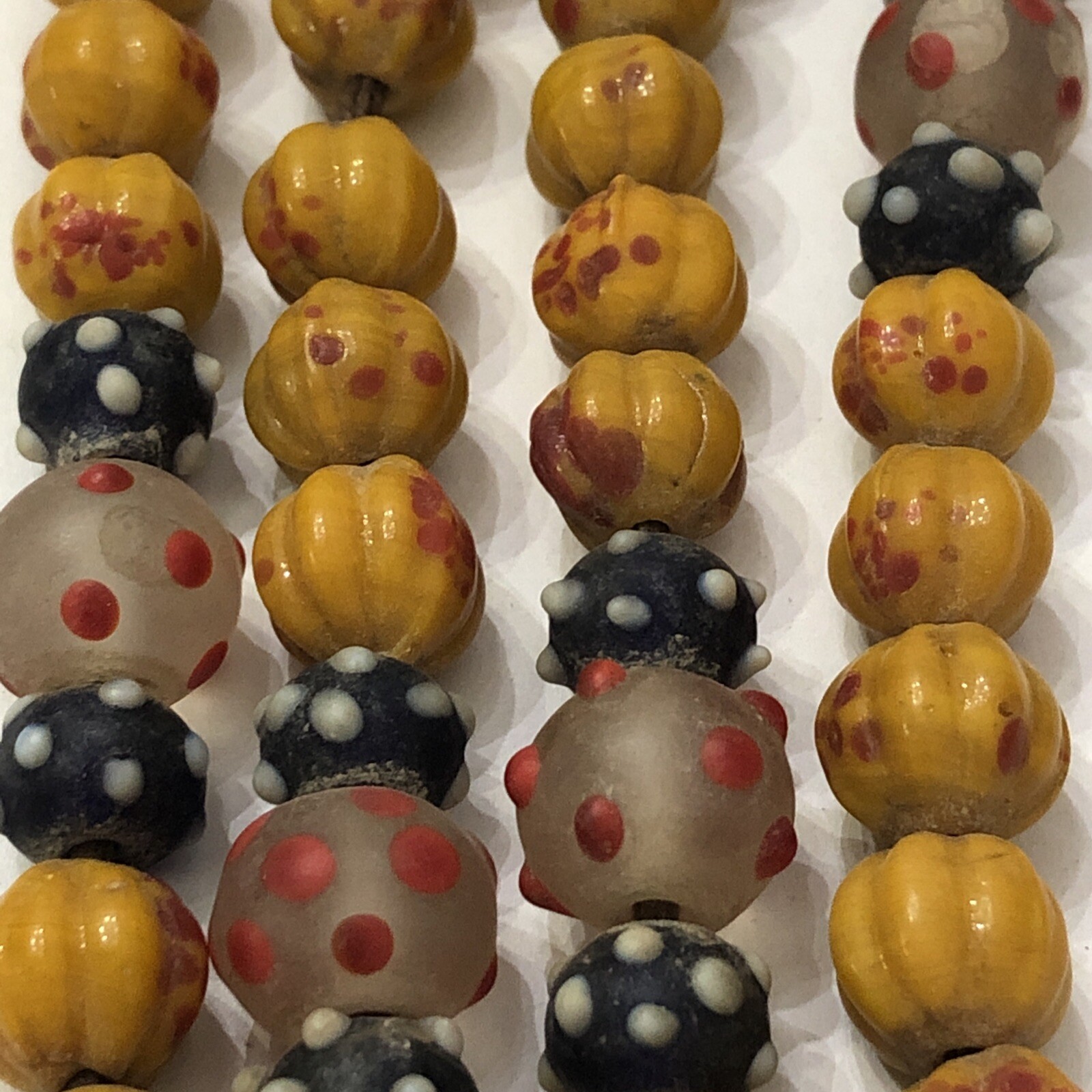 24" Antique "Harvest" Mixed Art Glass Trade Bead Stra… - Gem