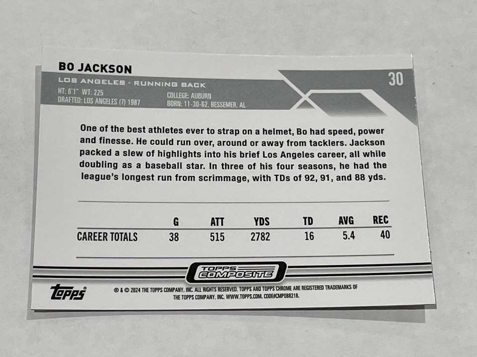 2023 Topps Composite Football #30 - Bo Jackson - Los Angeles Raiders | eBay
