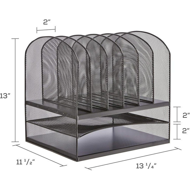 Metal Desktop Organizer 2 Tray 6 Section File Sorter Efficient Storage ...