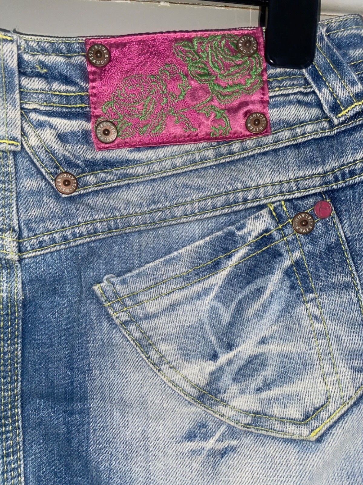 River Island 90s Y2K 00s Vintage Micro Mini Blue Deni… - Gem