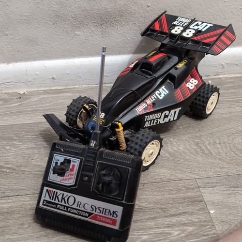 Vintage 80s Nikko Black Turbo Alley CAT 88 RC Car Works Great 2 Channel ...