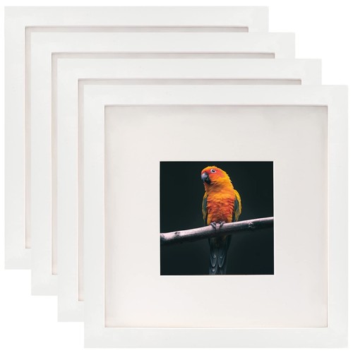 White 10x10 Picture Frames Set of 4 Display Pictures 5x5 with Mat or ...