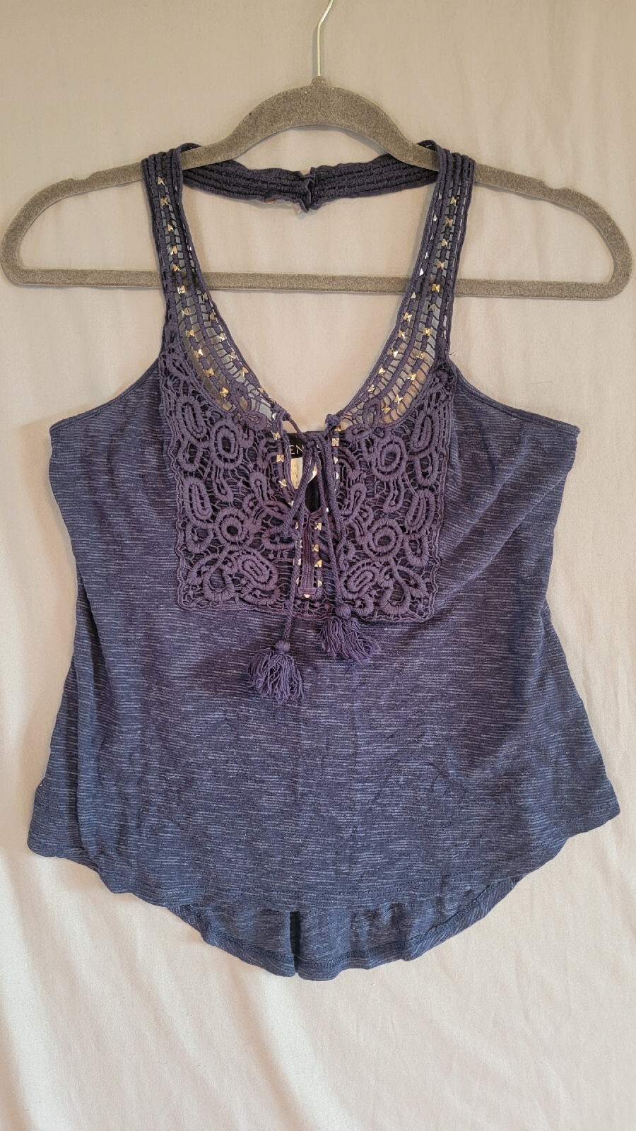 Venus Embroidered Metal Stud Halter Top Navy Blue Womens Size Medium | eBay