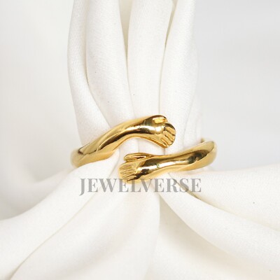 18K Gold-filled & tarnish free Hug Ring for Women-Open Hands Ring-Love ...
