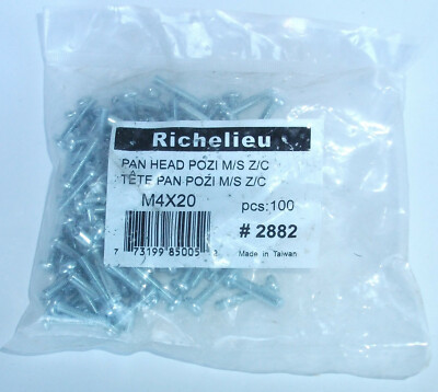 RICHELIEU PAN HEAD M4X20 2882 POSI DRIVE ZINC PLATED 773199850052 100 ...