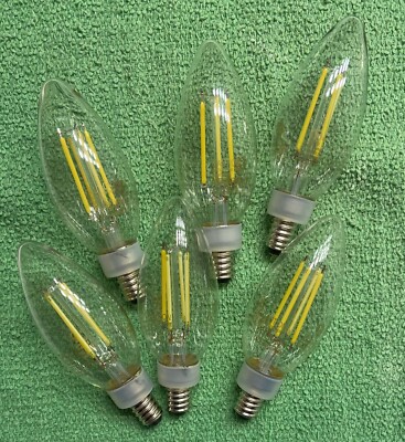 6 Pack GE Bright LED B10C Candelabra Base Bulbs 60W EQ 5W Decorative ...