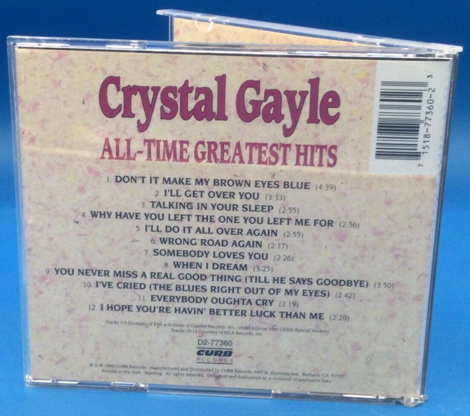 CRYSTAL GAYLE All-Time Greatest Hits CD 1999 Alliance NICE Fast Free ...