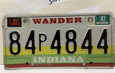 INDIANA WANDER 1987 COLLECTIBLE LICENSE PLATE. SOLD AS IS. USED. RARE ...