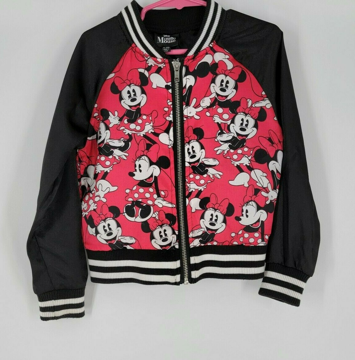 Disney Minnie Mouse Girl's Jacket Size 4/5 (XXS) Pink Black Cartoon Zip ...