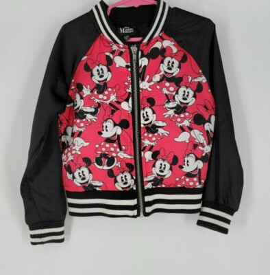 Disney Minnie Mouse Girl's Jacket Size 4/5 (XXS) Pink Black Cartoon Zip ...