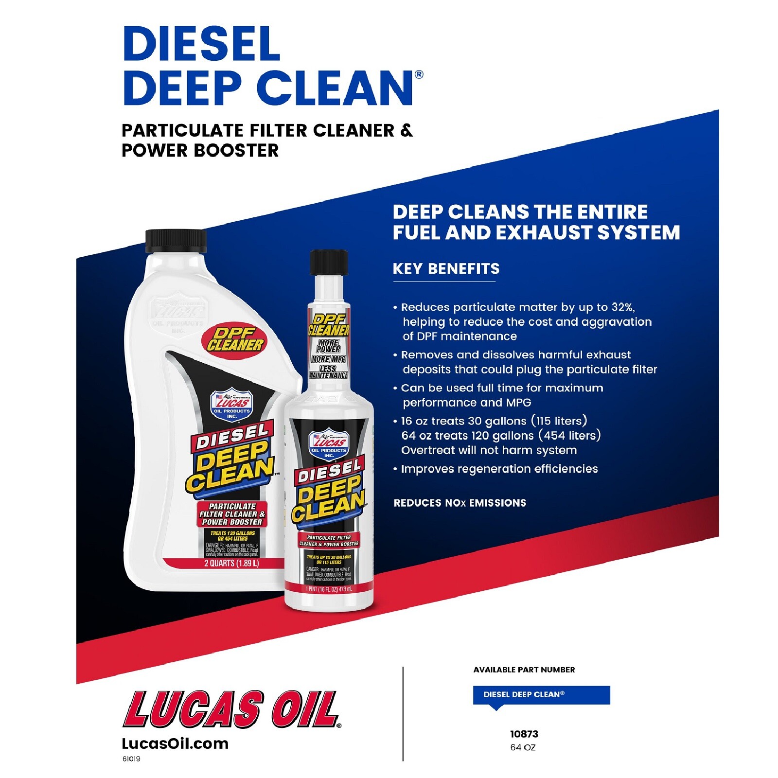 Lucas Oil Diesel DPF Cleaner Deep Clean 2 Quart / 64 Ounce Bottle ...