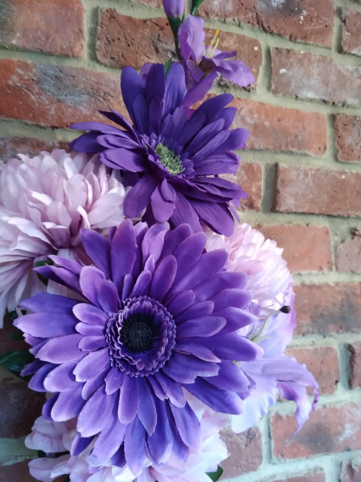 Lilac & Purple Artificial Floral Display, 2ft Wired Stem, Pom Pom ...