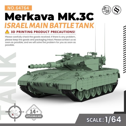 Unpainted 1/64 S Scale Military Model Kit Israel Merkava MK.3C Main ...