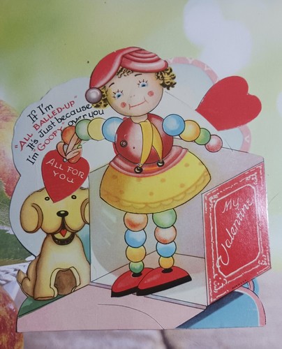 Vintage Mechanical Valentine Card Moving Parts Doll puppy 5.75" | eBay