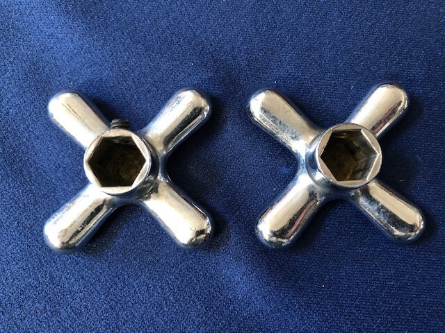 Set Of Antique Brass Hot Cold Water Sink Tub Handle Handles Nickel ...