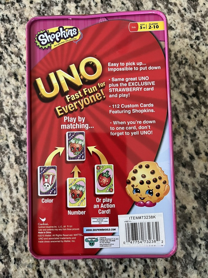 Uno Card Game Shopkins Edition With Collectible Tin Mattel 2015 ...
