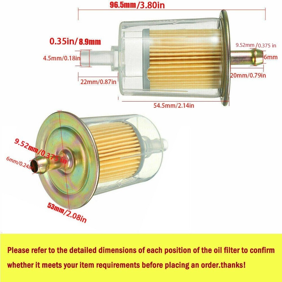 5 Packs 3/8" Fuel Filters Industrial Universal Motorcycle Inline Gas ...