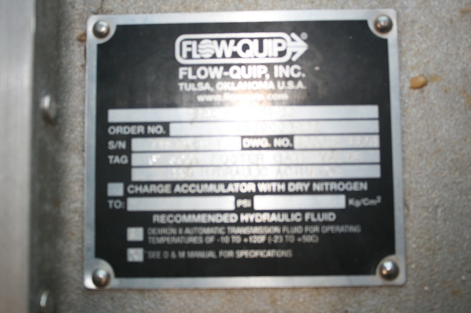 Flow-Quip valve actuator Control Panel Hydraulic for 6" 300 Foster Gate ...