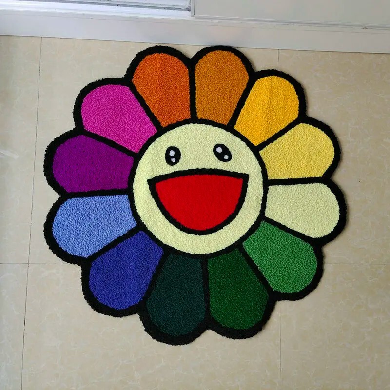 75x75cm - Custom Original Murakami Rug/Carpet - Soft, Sunflower, Non ...
