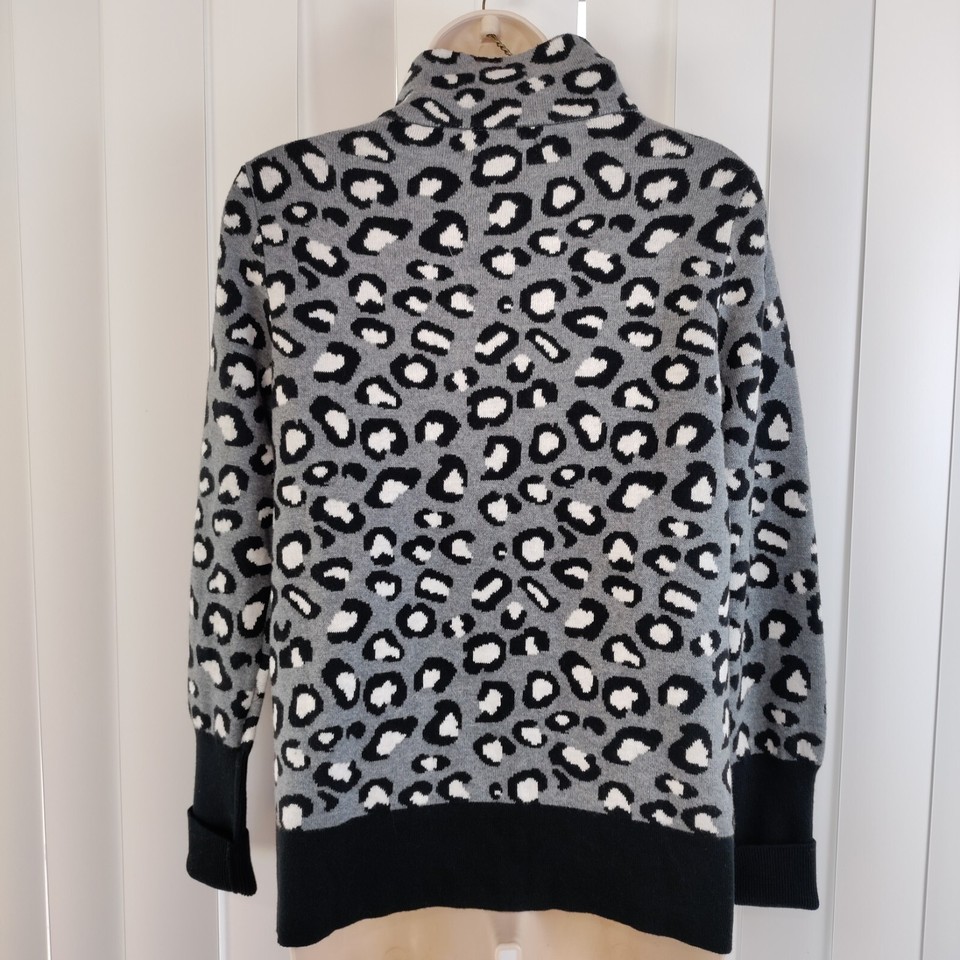 Rachel Zoe NWT Women's Small Leopard Print Black White Gray Soft Zip ...