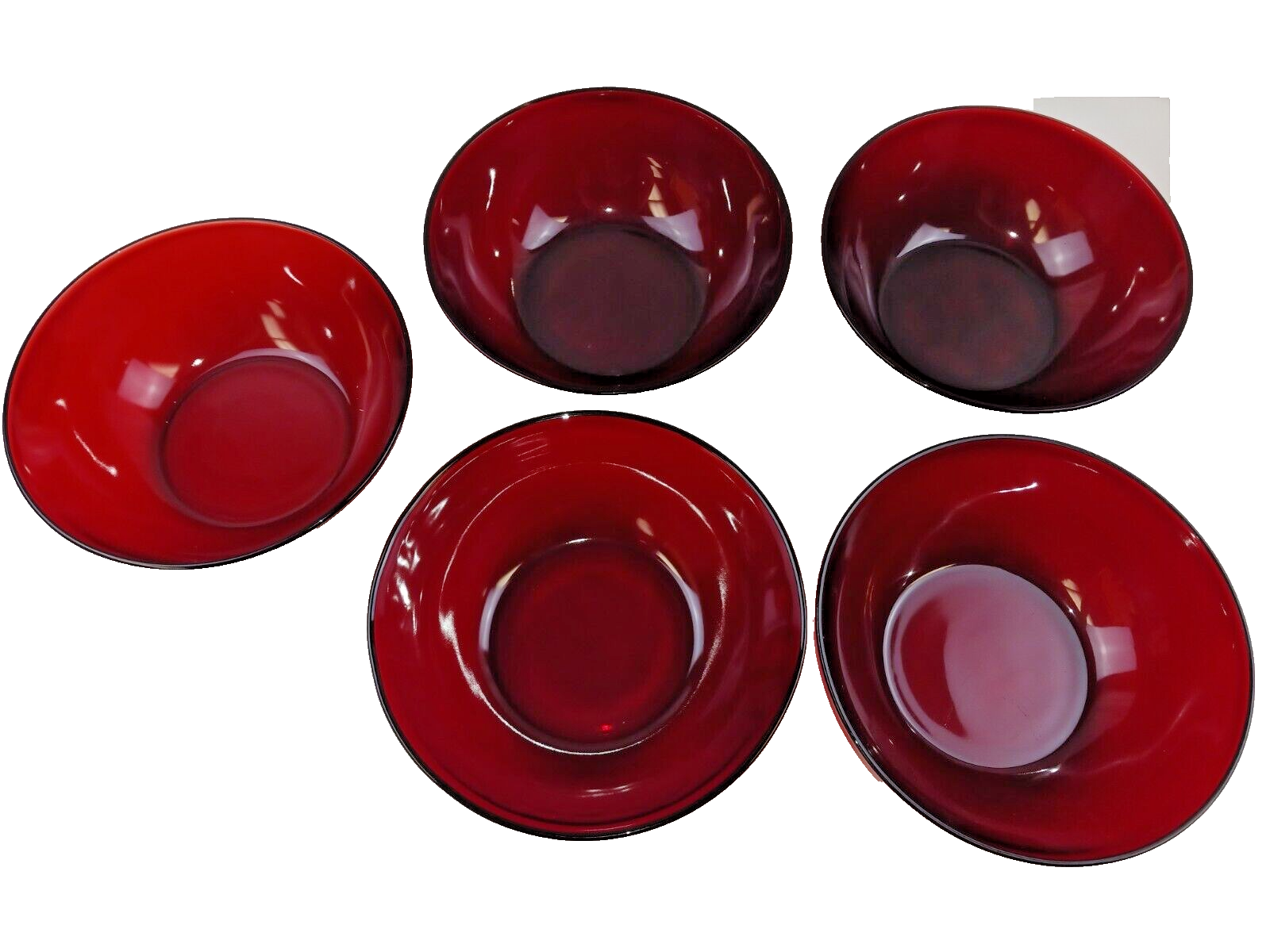 Vintage Set of 5 Ruby Red Glass Serving Bowls 8.25" Diameter | eBay