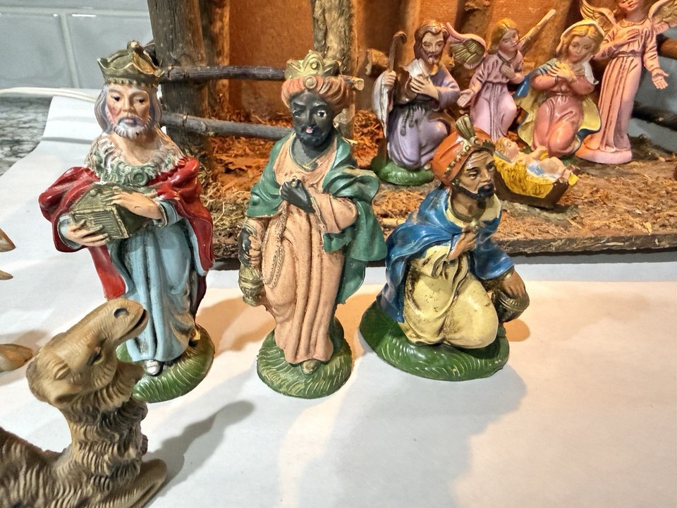 VTG Fontanini Nativity Set 21 Figurines & 13.5 X 6.5" Wood Stable ...