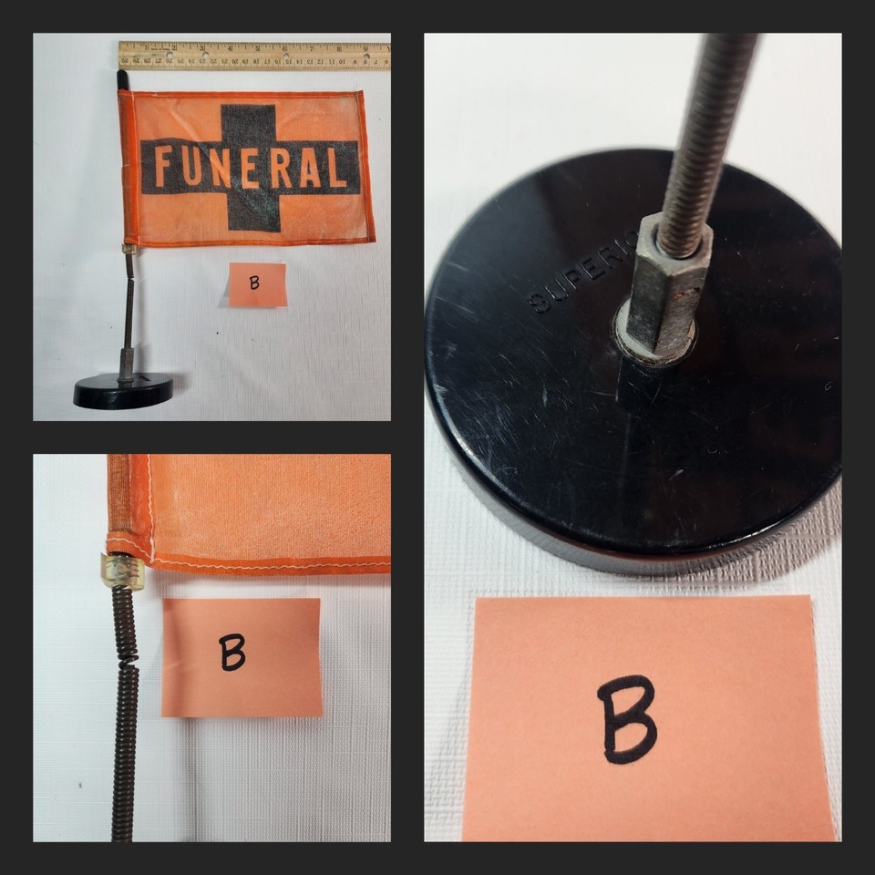 Vintage Funeral Home Car Procession Flag w/ Magnetic Base Macabre ...