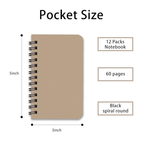 6 Pack Spiral Notebook Small Pocket Notebook 3x5 Spiral Notepads With ...