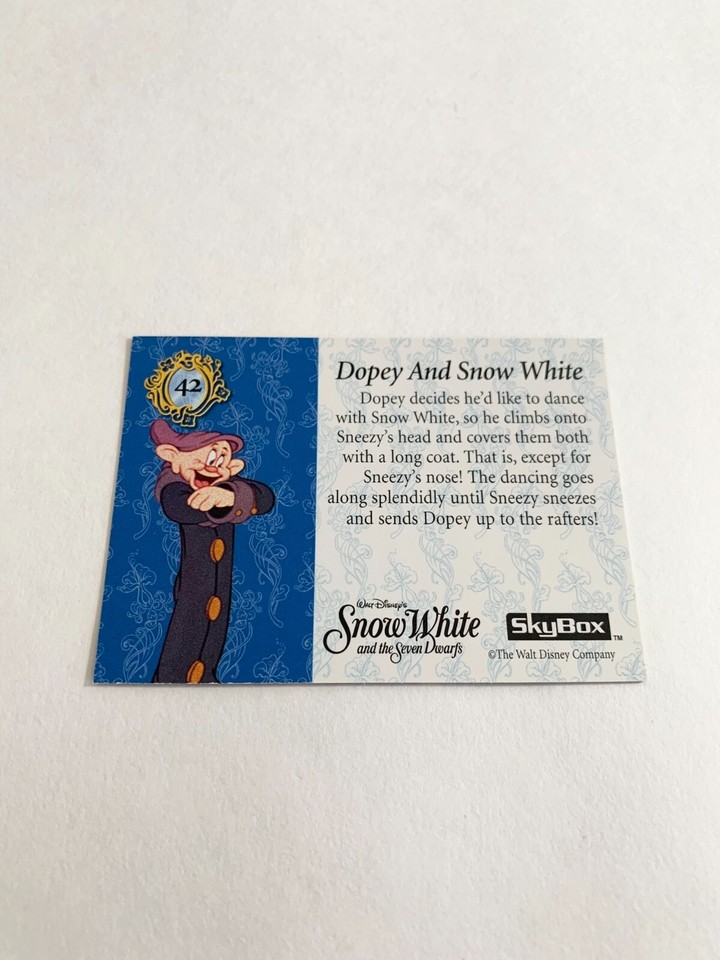 Dopey And Snow White 1994 Skybox Snow White Series 2 Disney Card # 42 ...