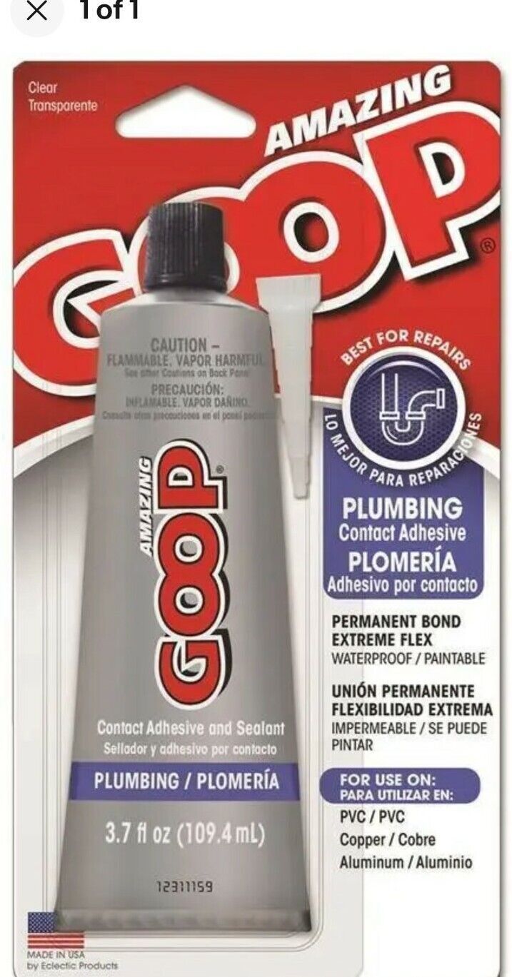 NEW GOOP 150012 3.7OZ PLUMBER AMAZING GLUE ADHESIVE CLEAR SEALANT ...