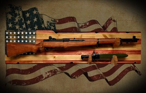 Rustic 48 Star M1 Garand Rifle Wall Display with Bayonet Hold Patriot ...