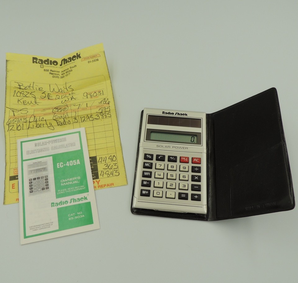 Radio Shack EC-405A Solar Power Calculator vtg 1986 w/ Box Instruction ...