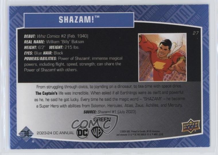 2023-24 Upper Deck DC Annual Green 105/499 Shazam! #27 0mm3 | eBay