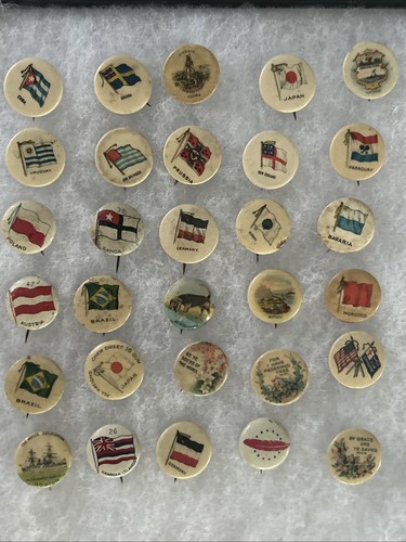 Lot of 30 early 1900’s 7/8” to 3/4” flags etc pinback button pins | eBay