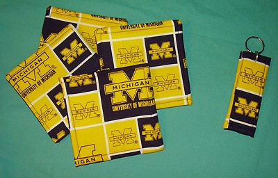 *COASTER SET and/or KEYCHAIN key ring U of M UNIVERSITY MICHIGAN ...