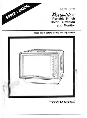 1987 RADIO SHACK OWNERS MANUAL - PORTABLE 5 INCH COLOR TV + SCHEMATIC ...