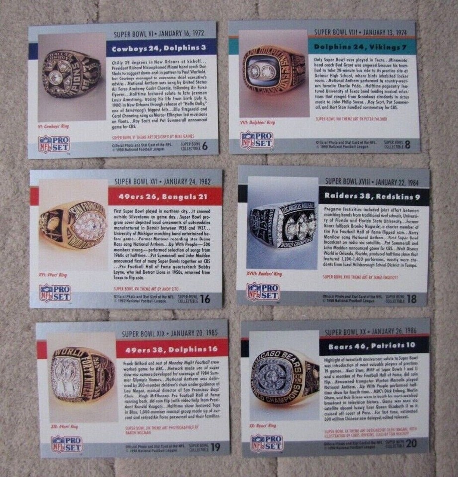 1990 Pro Set Theme Art Super Bowl Program Covers (Pick Choose Complete ...