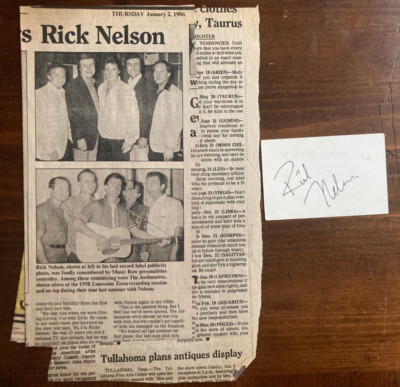 Rick Nelson Signed Autograph Signature 3x5x2.25" Vintage Music ...
