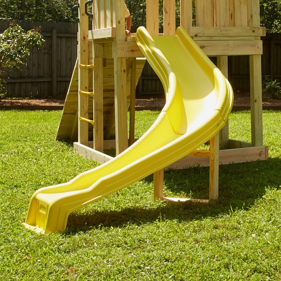 Curve Slide Playground Equipment New Yellow Slide Backyard Park Play ...