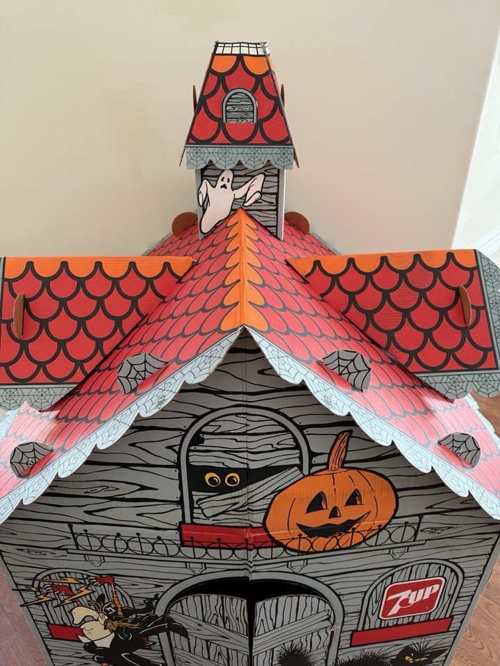 Vtg 7up Halloween Cardboard House 1987~ Large Store Halloween Display ...
