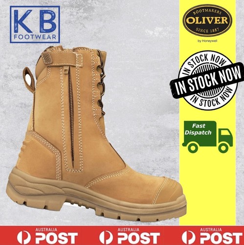 Oliver Work Boots 55385 Men’s Zip Side Steel Toe Cap Safety Wheat High ...